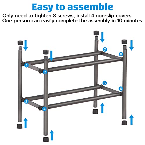 STORAGE MANIAC Expandable Shoe Rack, Stackable Shoe Rack for Closet, Small Shoe Rack Organizer for Entryway, Adjustable Shoe Rack for Garage, Shoe Rack for Front Door, Metal Shoe Rack, Black 4 Tier