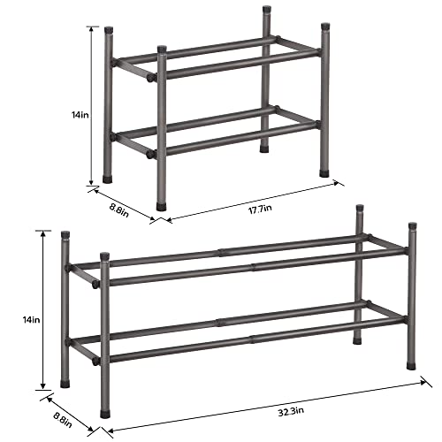 STORAGE MANIAC Expandable Shoe Rack, Stackable Shoe Rack for Closet, Small Shoe Rack Organizer for Entryway, Adjustable Shoe Rack for Garage, Shoe Rack for Front Door, Metal Shoe Rack, Black 4 Tier