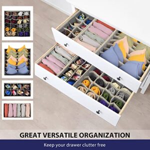 SANTUKEY 6 Pack Drawer Organizers for Clothing, Underwear Drawer Organizer, Dresser Drawer Organizers Fabric Foldable Divider, Closet Organizers and Storage Boxes for Bras, Tie, Belts, Socks