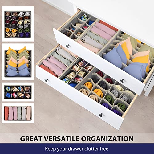 SANTUKEY 6 Pack Drawer Organizers for Clothing, Underwear Drawer Organizer, Dresser Drawer Organizers Fabric Foldable Divider, Closet Organizers and Storage Boxes for Bras, Tie, Belts, Socks