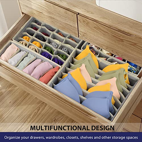 SANTUKEY 6 Pack Drawer Organizers for Clothing, Underwear Drawer Organizer, Dresser Drawer Organizers Fabric Foldable Divider, Closet Organizers and Storage Boxes for Bras, Tie, Belts, Socks