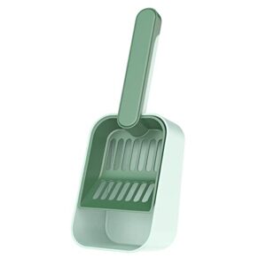 meren cat litter scoop with holder,plastic cat litter scooper,deep shovel,large capacity,cat scooper for litter box with stand, great for scoop away cat litter,poop sifting,durable and cute(green).