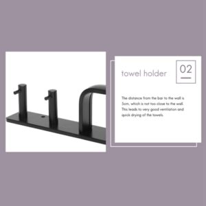 Oligemok Holder Without Drilling,Tea Rail Aluminum Black,Adhesive Bath Holder for The and Kitchen