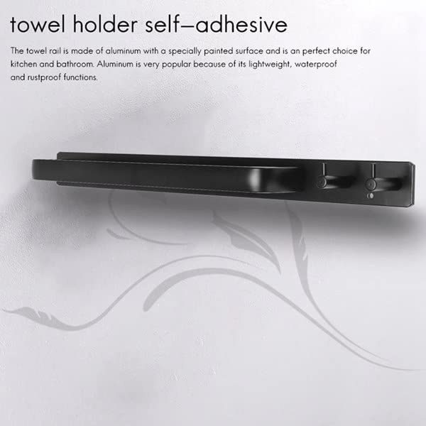 Oligemok Holder Without Drilling,Tea Rail Aluminum Black,Adhesive Bath Holder for The and Kitchen