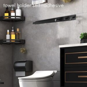 Oligemok Holder Without Drilling,Tea Rail Aluminum Black,Adhesive Bath Holder for The and Kitchen