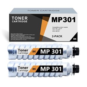 drawn 2 pack compatible mp 301 mp301 841767 / 841714 black toner cartridge replacement for ricoh aficio mp301sp 301spf mp301 printer toner