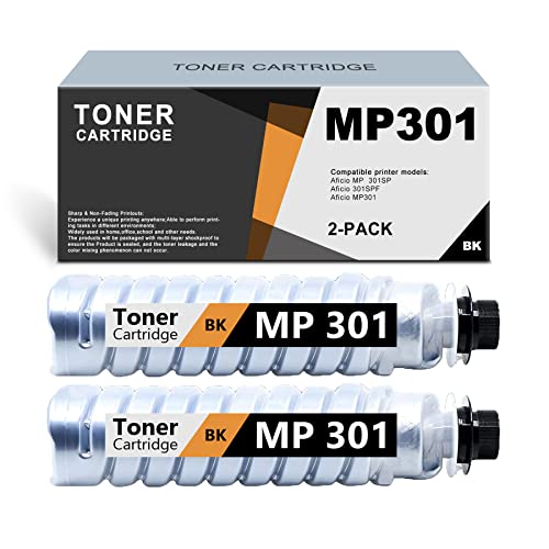 DRAWN 2 Pack Compatible MP 301 MP301 841767 / 841714 Black Toner Cartridge Replacement for Ricoh Aficio MP301SP 301SPF MP301 Printer Toner