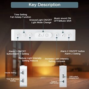 Umedo Alarm Clock for Bedrooms Dual Alarm Clocks 8 RGB Night Lights, 3 Mode Mirror Clock, USB Port, 8 White Noise, 7 Wake-Up Sounds, 16 Level Volume, 0%-100% Dimmable, Bedside Clock for Kids & Adult