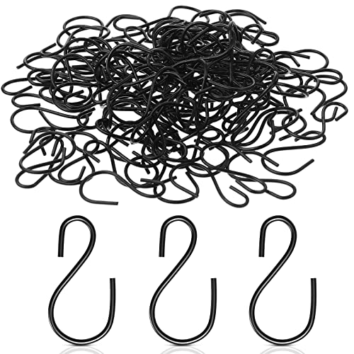 Mini S Hook 1 Inch Metal Hanging Hooks S Shaped Iron Wire Hook Hanger Mini Ornament Storage Hooks for Valentine's Day Decor Hanging Pot Plant Jewelry Keychain (Black, 120 Pcs)