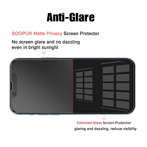 SOOPUR 2-Pack Matte Privacy Screen Protector For iPhone 13 Pro Max/iPhone 14 Plus, Anti-Glare Anti-Spy Scratch Resistant Tempered Glass Film, Rounded Edge Full Coverage, Smooth & Sensitive Touch