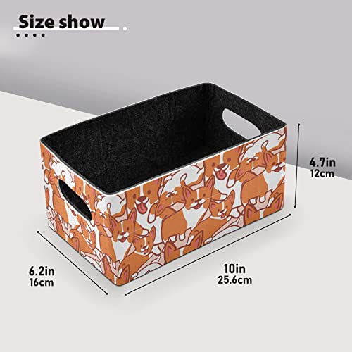 Cute Corgi Storage Basket Felt Storage Bin Collapsible Shelves Basket Decorative Baskets Organizer for Kids Bedroom Magazine