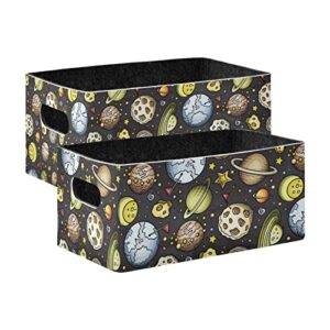 cartoon space planets storage basket felt storage bin collapsible towel storage toy storage box organizer for kids bedroom magazine