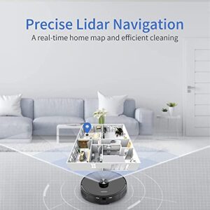 AIRROBO Robot Vacuum and Mop Combo, Self-Empty Robotic Vacuum, 2700Pa Strong Suction, Lidar Navigation, Smart Mapping，250Min Runtime, Work with Alexa and Google Assistant, T10+