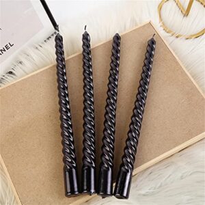 10 inch Black Taper Candles Set of 4,Dripless Long Candle Sticks,8 hrs Clean Burning Unscented Tapered Candles,Glossy Halloween Candles,Candlesticks for Wedding,Dinner