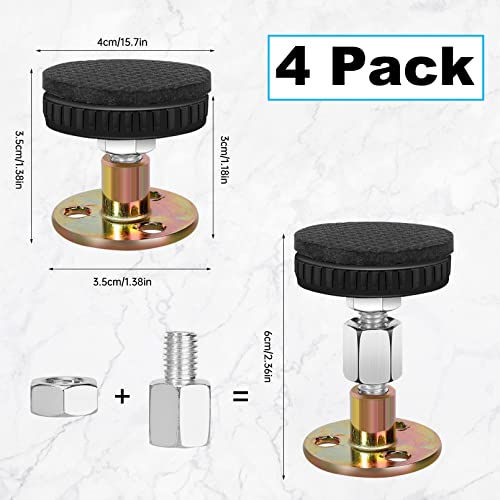 4 PCS Adjustable Threaded Bed Frame Anti-Shake Tool,Headboard Stoppers Fixer with Anti-Shake Hex Nut,Bedside Antishake Telescopic Support Stabilizer for Beds Room Wall Cabinets Sofas Cabinets Desks