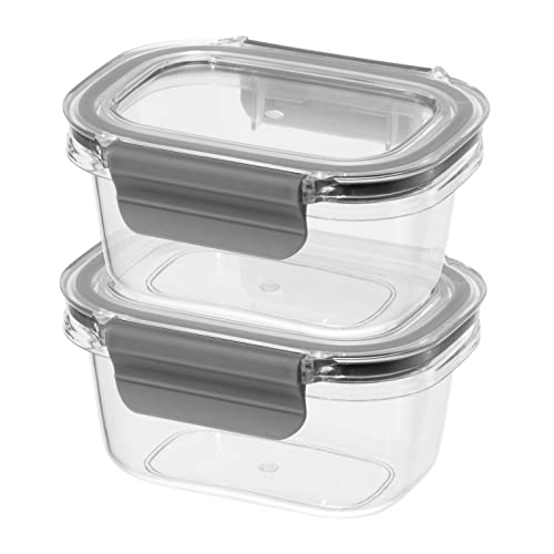 Oggi Clarity Leak-Proof Airtight Food Storage Containers - Set of 2, Ultra clear, BPA free, Sealable Container with Lid, Ideal Kitchen Organization, Perfect Meal Prep Containers. 12oz/350ml