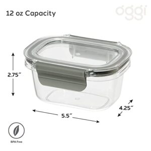 Oggi Clarity Leak-Proof Airtight Food Storage Containers - Set of 2, Ultra clear, BPA free, Sealable Container with Lid, Ideal Kitchen Organization, Perfect Meal Prep Containers. 12oz/350ml