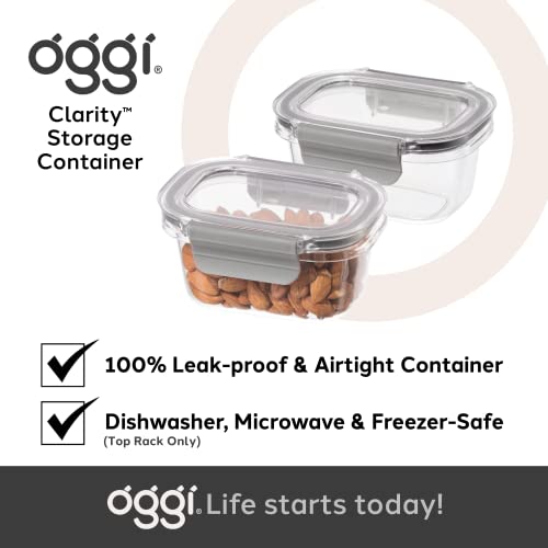 Oggi Clarity Leak-Proof Airtight Food Storage Containers - Set of 2, Ultra clear, BPA free, Sealable Container with Lid, Ideal Kitchen Organization, Perfect Meal Prep Containers. 12oz/350ml