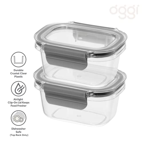 Oggi Clarity Leak-Proof Airtight Food Storage Containers - Set of 2, Ultra clear, BPA free, Sealable Container with Lid, Ideal Kitchen Organization, Perfect Meal Prep Containers. 12oz/350ml