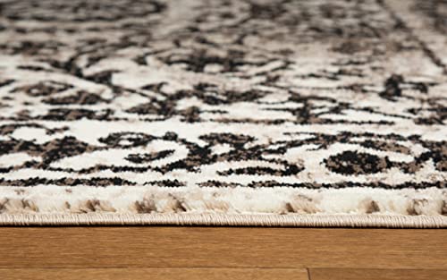 L'Baiet Emilia Black Beige Oriental Floral Pattern Traditional Classic Indoor 8' x 10' Area Rug