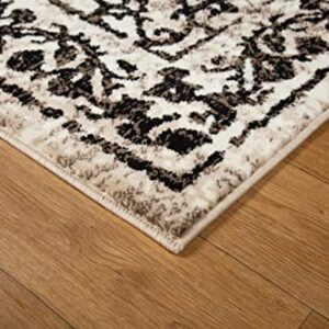 L'Baiet Emilia Black Beige Oriental Floral Pattern Traditional Classic Indoor 8' x 10' Area Rug