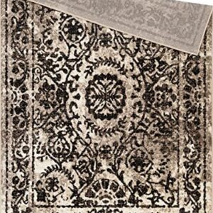 L'Baiet Emilia Black Beige Oriental Floral Pattern Traditional Classic Indoor 8' x 10' Area Rug