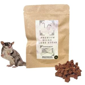 petivore premium kobe steak for sugar glider and small exotic pet (hamster, squirrel, chinchillas, marmoset) happy treats, snacks and food (50g)