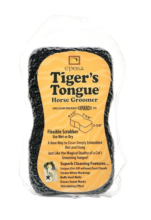 Tack Shack of Ocala Epona Tiger Tongue and April Power Shower Sponge, Horse Sponge, Equine Grooming Sponge, Horse Face Sponge, Horse Grooming Tools (Tiger Tongue)