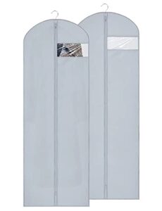 luckycheer dress bags for gowns long, 65'' long dress clear garment bag (set of 2, 23.3'' x 65'')