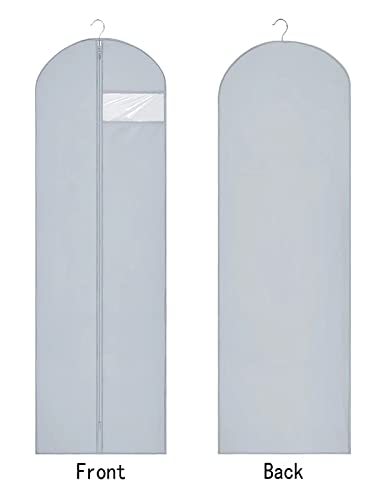 LuckyCheer Dress Bags for Gowns Long, 65'' Long Dress Clear Garment Bag (Set of 2, 23.3'' X 65'')