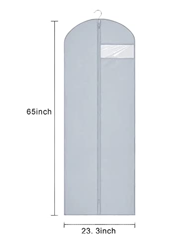 LuckyCheer Dress Bags for Gowns Long, 65'' Long Dress Clear Garment Bag (Set of 2, 23.3'' X 65'')