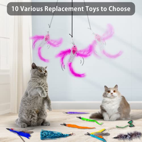 Oziral Interactive Cat Feather Toys, 15 Pack Self-Play Hanging Door Cat Mice Toys Hanging Interactive Cat Toys for Indoor Cats Kitten Play Chase Exercise, Cat Teaser Toy Mice Toys