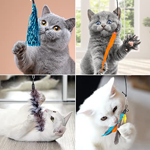 Oziral Interactive Cat Feather Toys, 15 Pack Self-Play Hanging Door Cat Mice Toys Hanging Interactive Cat Toys for Indoor Cats Kitten Play Chase Exercise, Cat Teaser Toy Mice Toys