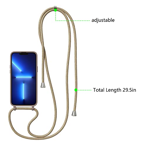 ZTOFERA Crossbody Case for iPhone13 Pro,iPhone13 Pro with Lanyard Strap Protective Case Adjustable Neck Rope Liquid Silicone Soft Cover for iPhone13 Pro 6.1 Inch,Brown