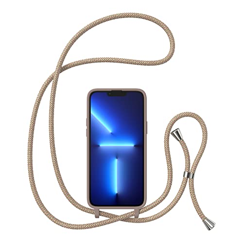 ZTOFERA Crossbody Case for iPhone13 Pro,iPhone13 Pro with Lanyard Strap Protective Case Adjustable Neck Rope Liquid Silicone Soft Cover for iPhone13 Pro 6.1 Inch,Brown