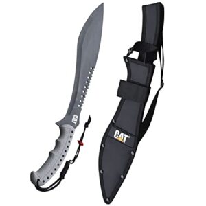 Cat Machete with Shoulder Strap Sheath,19 Inch, Stainless Steel Blade Knife with Ergonomic Comfort Tool Handle, Cut, Chop, Clear Brush, Garden, Outdoors, Camping Black Silver - 240395