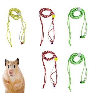 5 pack adjustable hamster harness small animal bell harness rope harness small animal safety rope with bell for chinchilla rabbit hamster guinea pig squirrel small animal