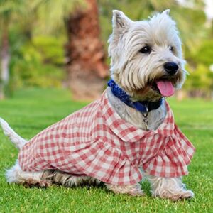 Yagamii Cotton Cat Clothes White and Red Plaid Cat Shirt with Cute Sleeves Dog Pet Apparel Kitten T-Shirt Breathable Pet Clothes Outfit Cat Costume for Kitty Small Dogs Puppy