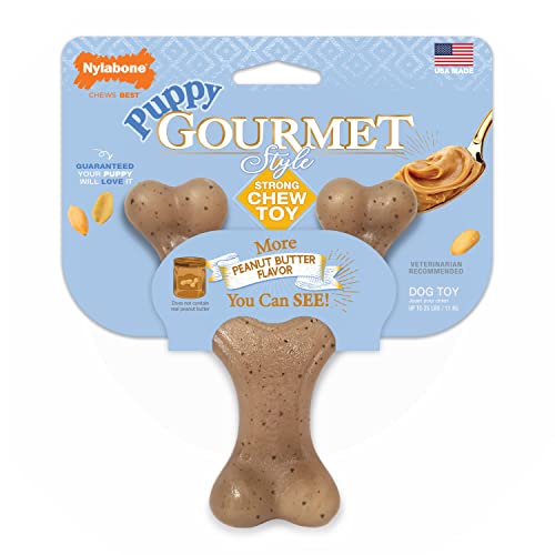 Nylabone Dog, Puppy Gourmet Style Strong Chew Toy Wishbone Peanut Butter Small/Regular (1 Count)