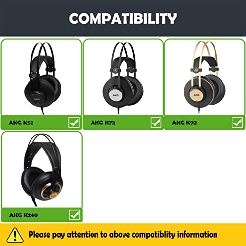 HTINDUSTRY Supreme Comfort Replacement Ear Pads Cushion,Headphone Earpads Compatible with AKG K52 K72 K92 K240 Headphone Headset