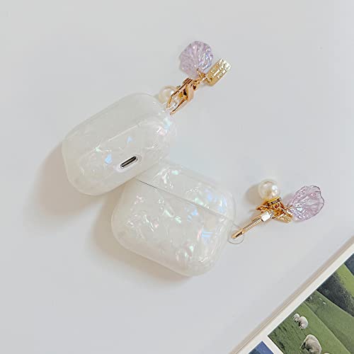 YeLoveHaw Designed for AirPods 3 Case for Women Girls Men, Glitter Pearly-Lustre Pattern, Soft Cute Full Body Protective Cover with Pearl Shell Keychain for Airpods 3rd Generation 2021 (Colorful)