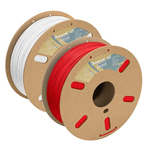 PLA Plus White and Red Bundle, 3D Printer Filament Tough PLA Pro 8 Times Strength, Cardboard Spool 3D Printing Filament PLA + Dimensional Accuracy 99% +/- 0.03 mm