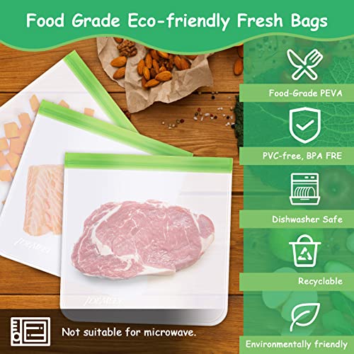 Reusable Gallon Freezer Bags - 6 Pack - Reusable Freezer Bags - Easy Seal & LEAKPROOF Food Storage Bags for Marinate Food, Fruits, Sandwich, Meal Prep, Travel Item as Halloween and Christmas Gifts