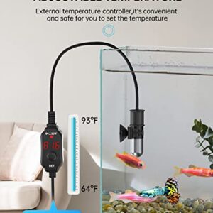 SILICAR Mini Aquarium Heater, 10W Fish Tank Heater with Built-in Thermometer, LED Display, External Temperature Controller, Submersible Turtle Tank Heater for 0.5-1 Gallon