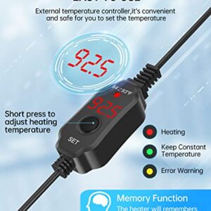 SILICAR Mini Aquarium Heater, 10W Fish Tank Heater with Built-in Thermometer, LED Display, External Temperature Controller, Submersible Turtle Tank Heater for 0.5-1 Gallon