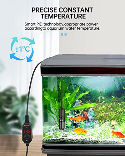 SILICAR Mini Aquarium Heater, 10W Fish Tank Heater with Built-in Thermometer, LED Display, External Temperature Controller, Submersible Turtle Tank Heater for 0.5-1 Gallon