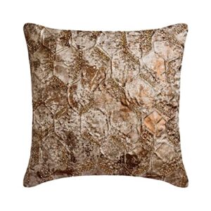 the homecentric decorative copper 22"x22" (55x55 cm) throw pillow covers, jacquard silk textured, foil & bead throw pillows for sofa, geometric pattern modern style easter - burnished glow