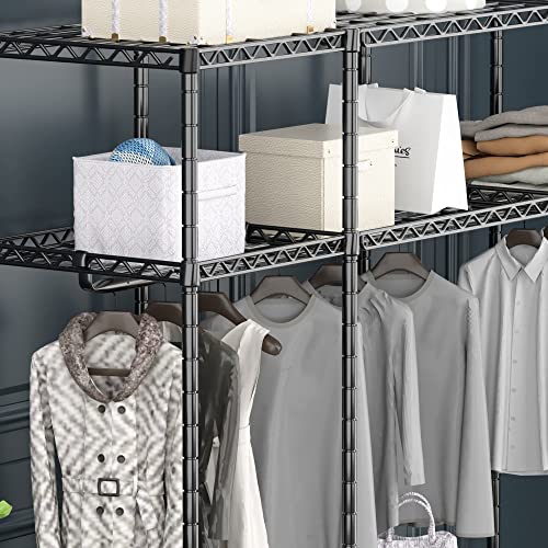 BOLUBOYA Wire Garment Rack Heavy Duty Clothes Rack Metal Clothing Racks with shelves, Portable Wardrobe Closet rack for Hanging Clothes Freestanding rack