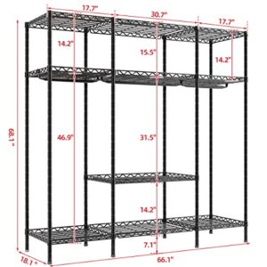 BOLUBOYA Wire Garment Rack Heavy Duty Clothes Rack Metal Clothing Racks with shelves, Portable Wardrobe Closet rack for Hanging Clothes Freestanding rack