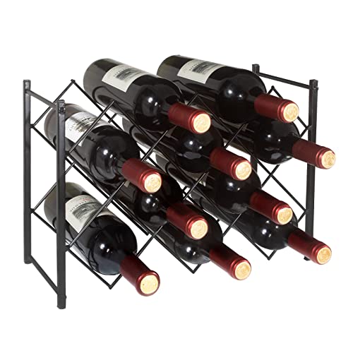 Countertop Wine Rack, Freestanding 10-Bottle Metal Wine Holder for Tabletop Storage and Home Decoration